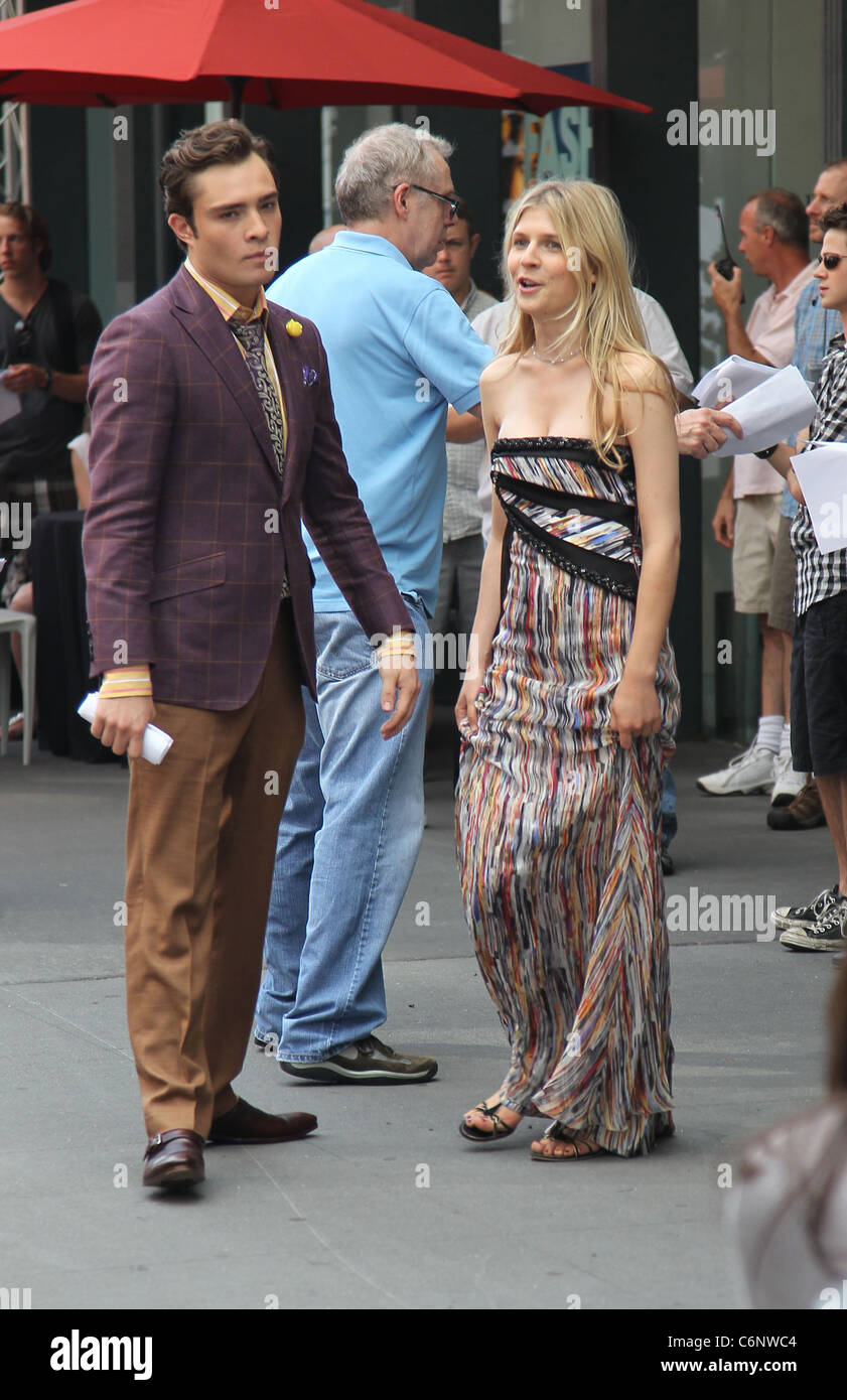 Ed Westwick and Clemence Posey on the set of 'Gossip Girl' in Manhattan ...