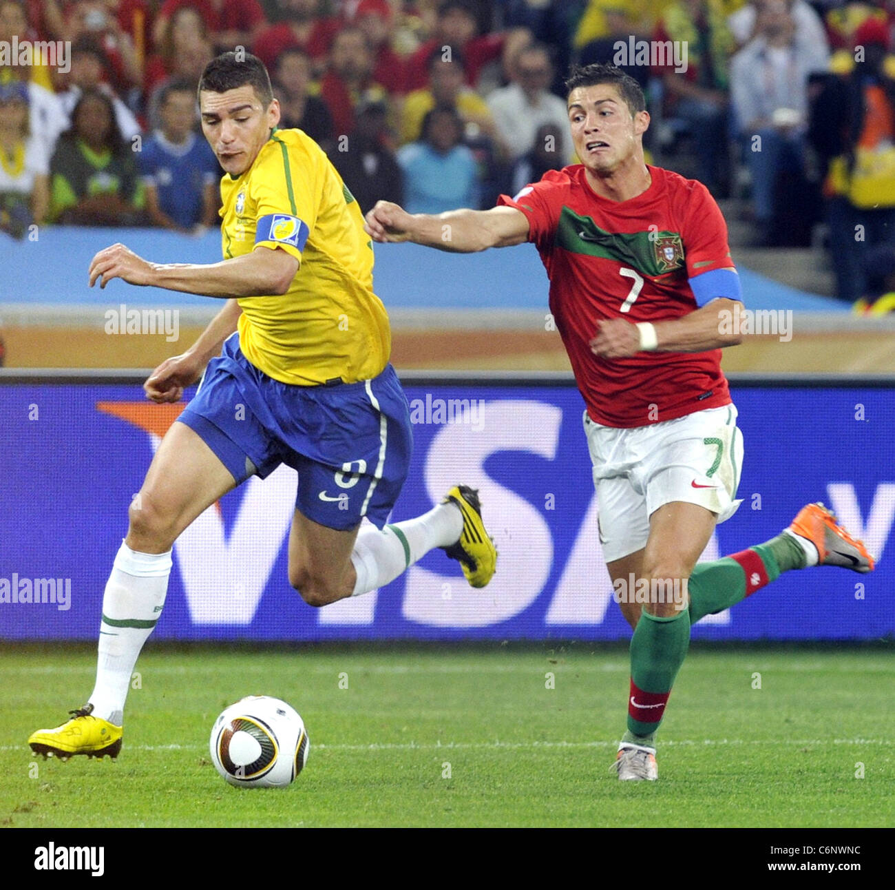 Brazilian defender Lucio and Portugal striker Cristiano Ronaldo 2010 ...