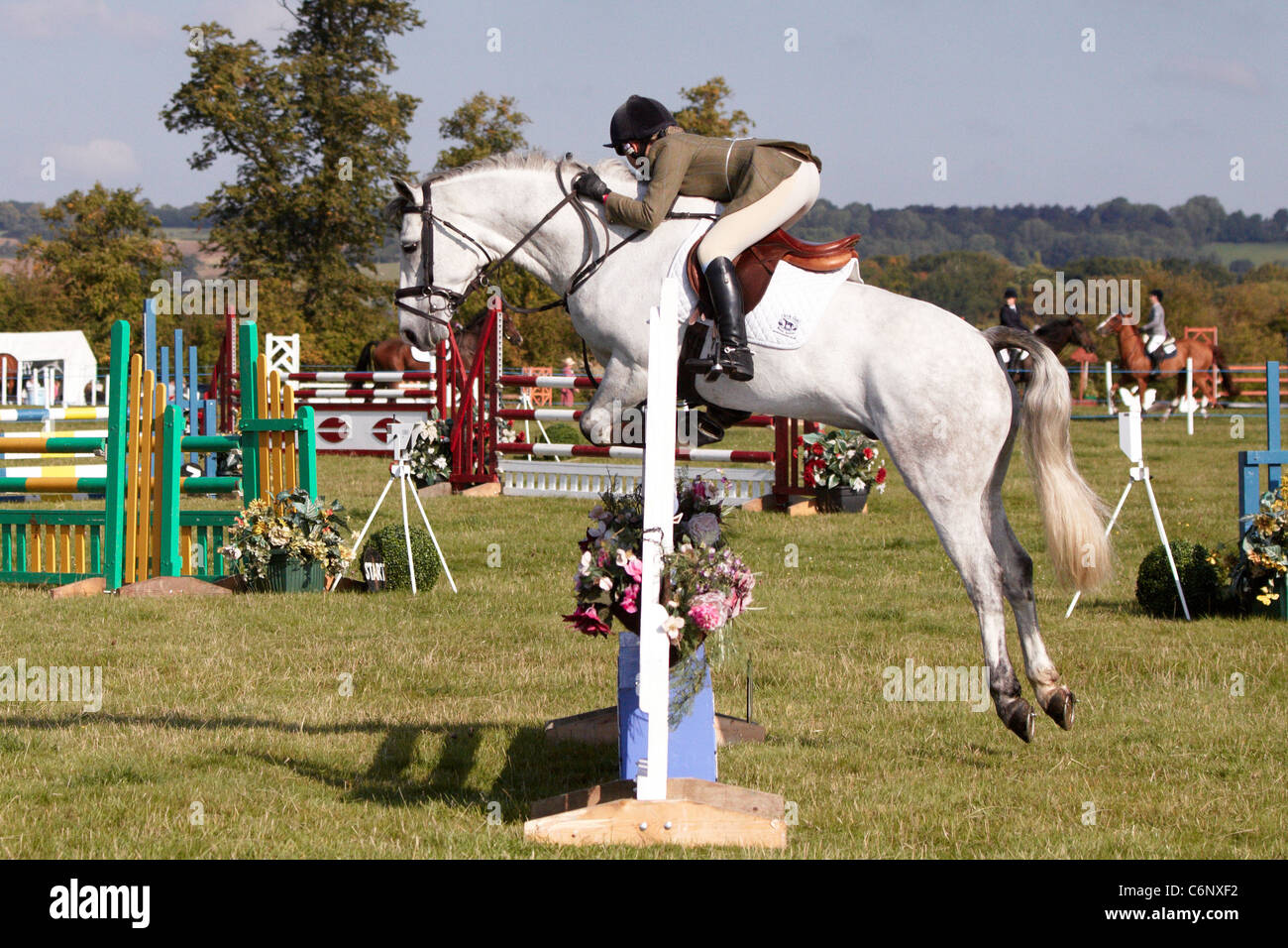 A competitor in the show jumping event at the Bucks County Show 2011 ...