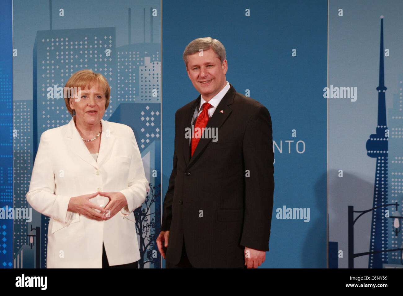 Canadian Prime Minister Stephen Harper welcomes German Chancellor ...