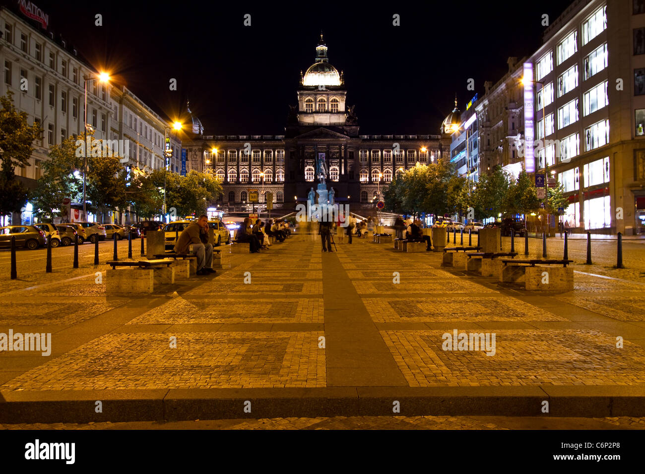 Wenceslas square by night hi-res stock photography and images - Alamy