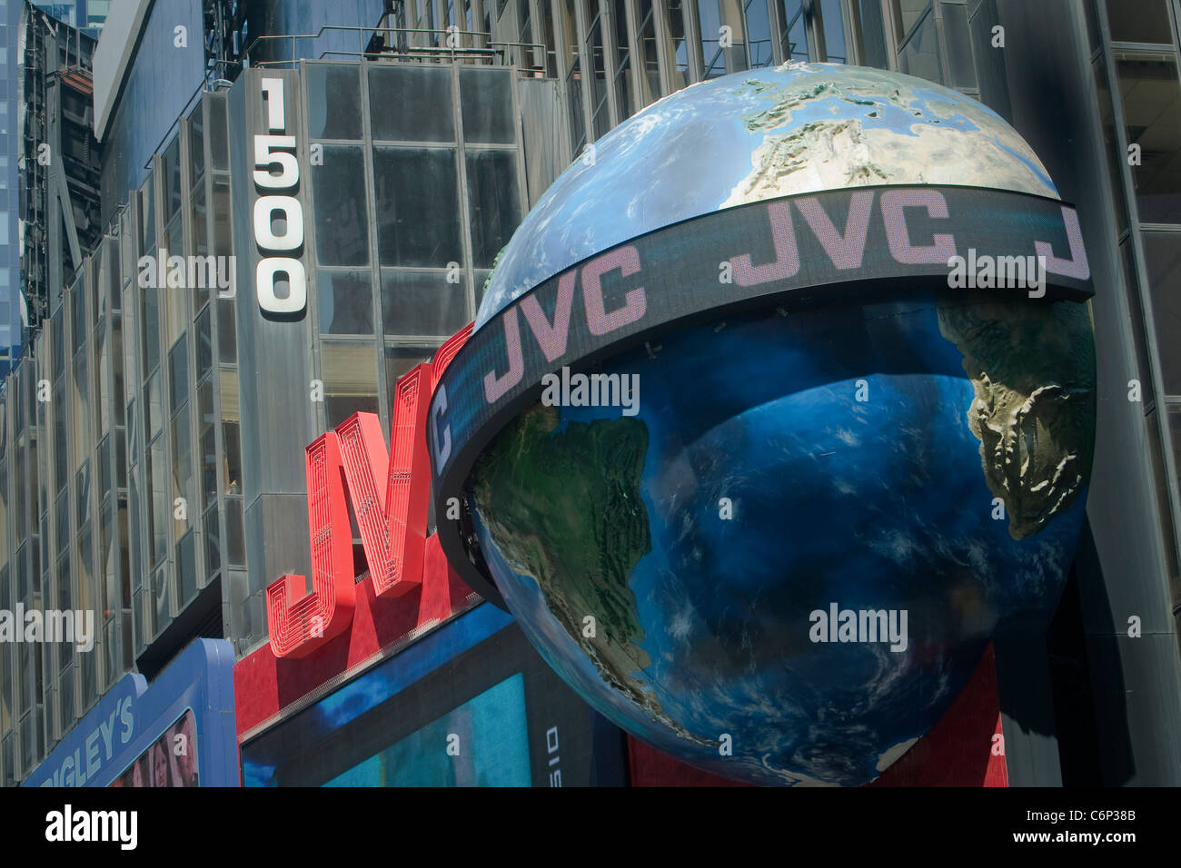 JVC advertising is pictured on Times Square in the New York City ...