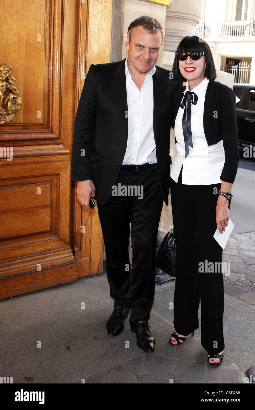 Jean-Charles de Castelbajac and Chantal Thomas arriving at 'Diner de la ...