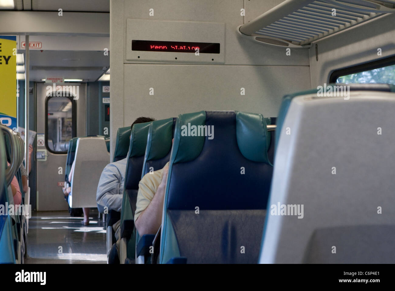 Commuters ride the Long Island railroad Tuesday August 2, 2011 Stock ...
