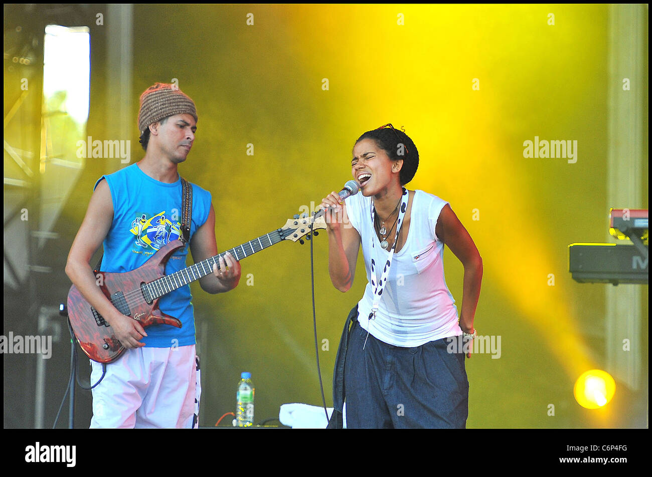 Nneka Egbuna of Nneka, performing at the Solidays music festival. The ...