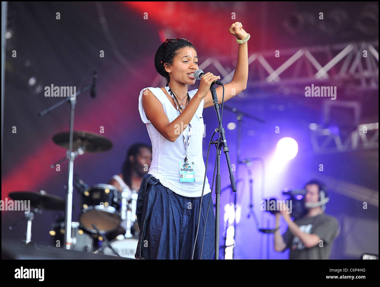 Nneka Egbuna of Nneka, performing at the Solidays music festival. The ...