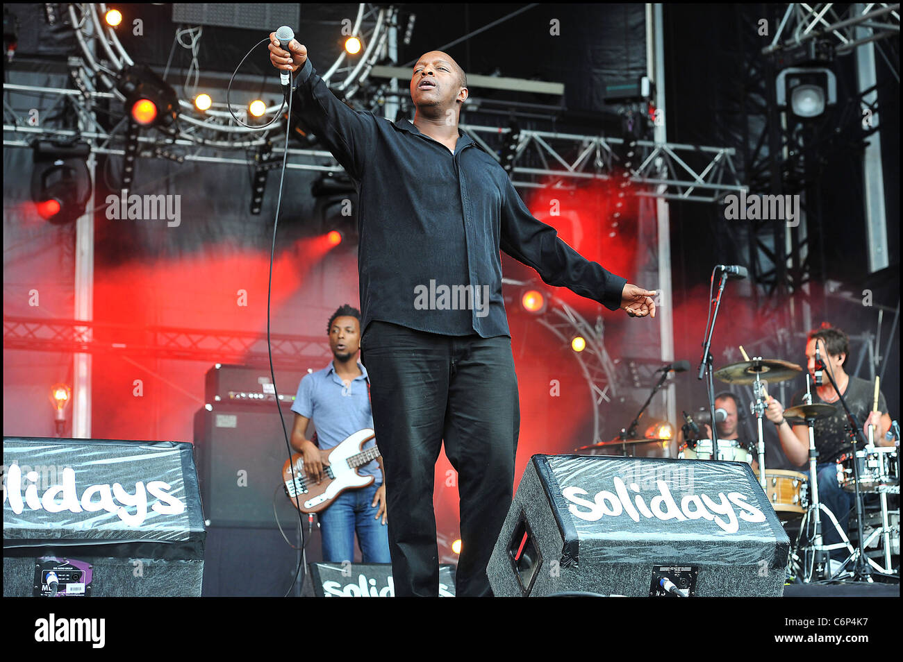 French rap singer Oxmo Puccino, performing at the Solidays music ...