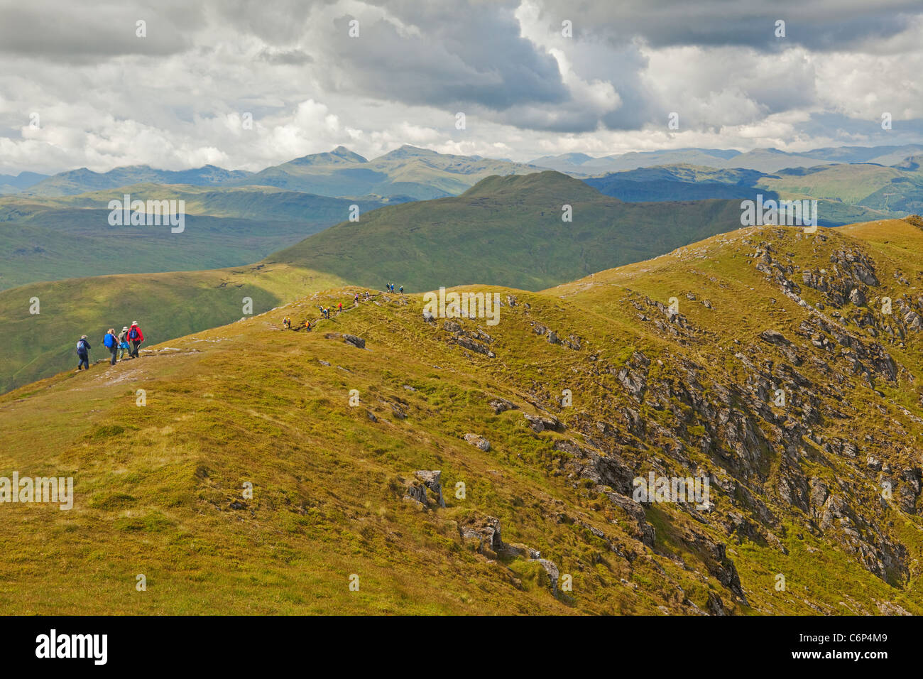 A Rambling Club descending from Ben Ledi, towards the Stank Glen near ...