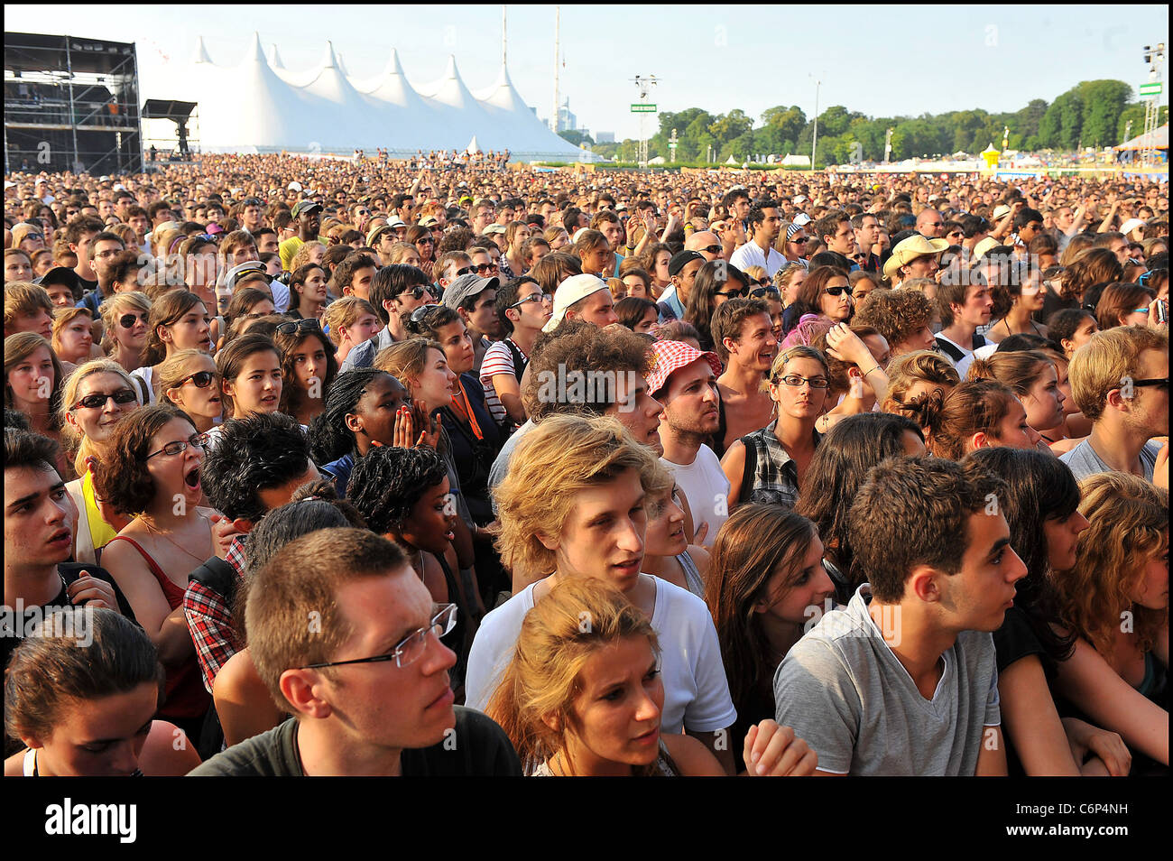 Atmosphere at the Solidays music festival. The Solidays festival - a ...