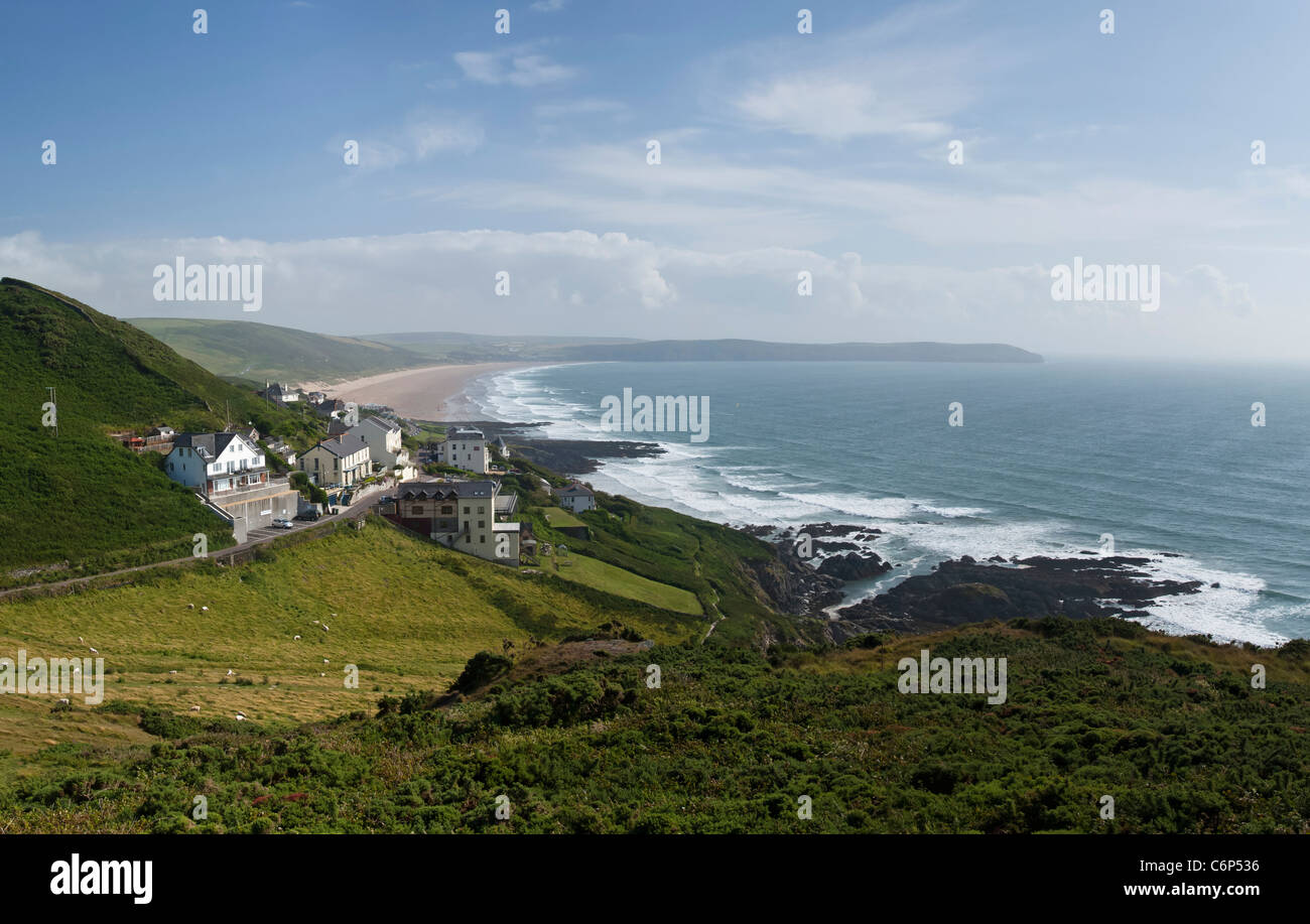 Looking along the North Devon Coastline towards Woolacombe Bay from ...