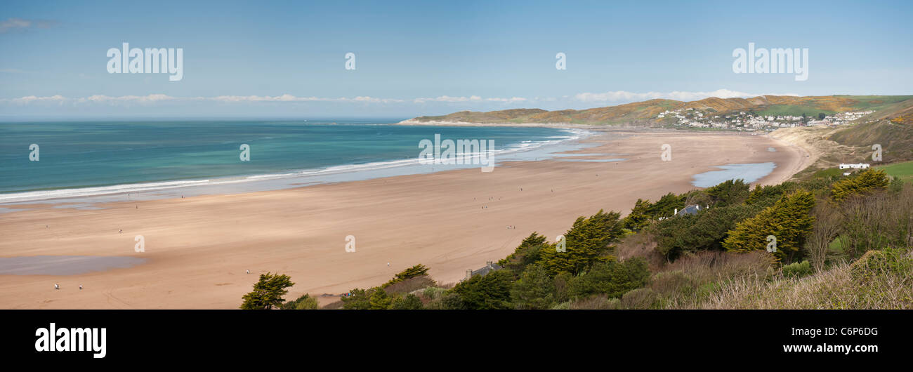 Panorama of Woolacombe Beach, North Devon, England Stock Photo - Alamy
