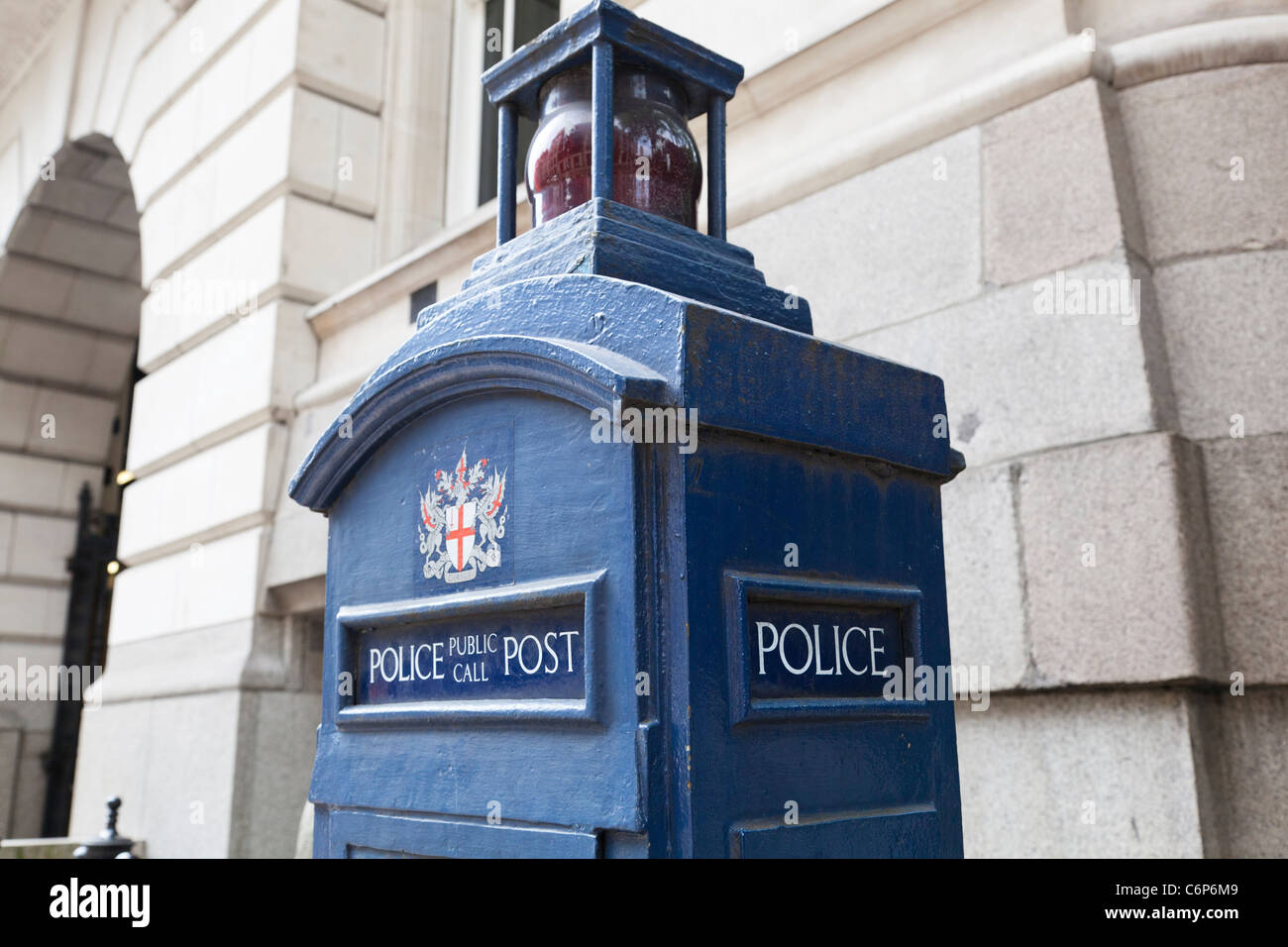 Top of an old Police public telephone post, London, England Stock Photo ...