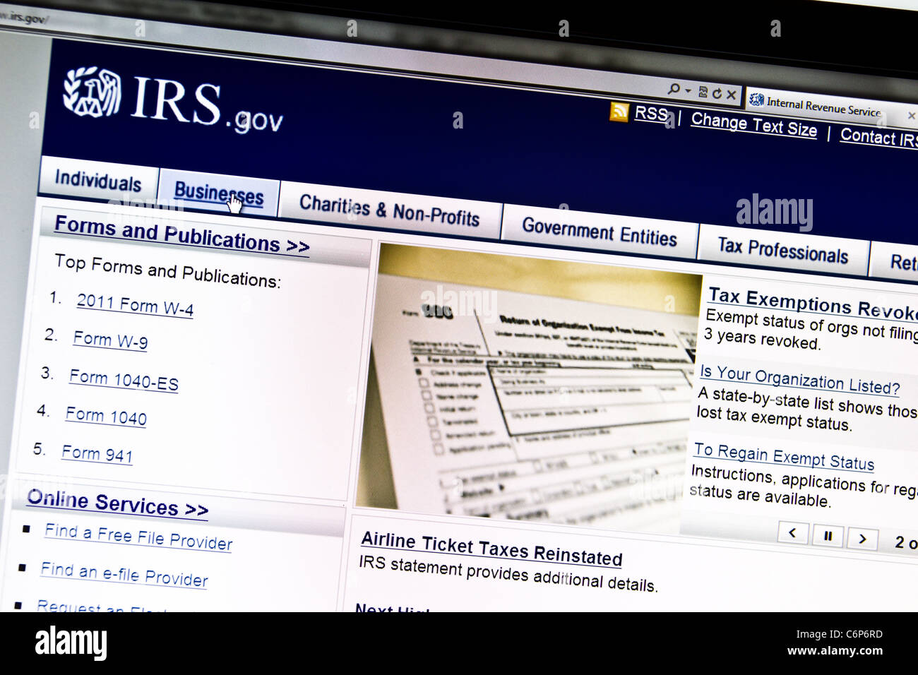 IRS official website display on computer screen Stock Photo - Alamy