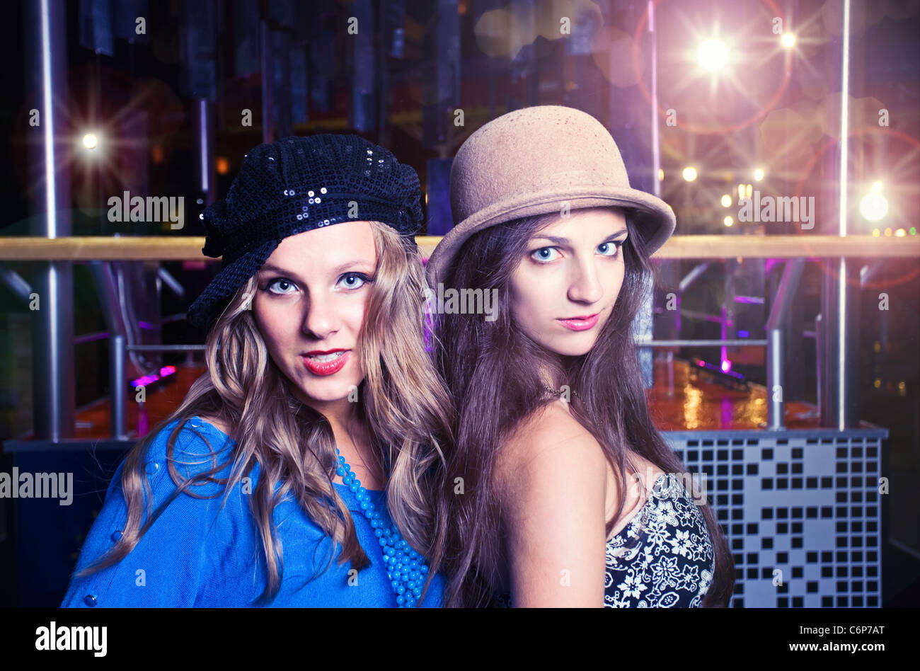 Young girls in a night disco Stock Photo - Alamy