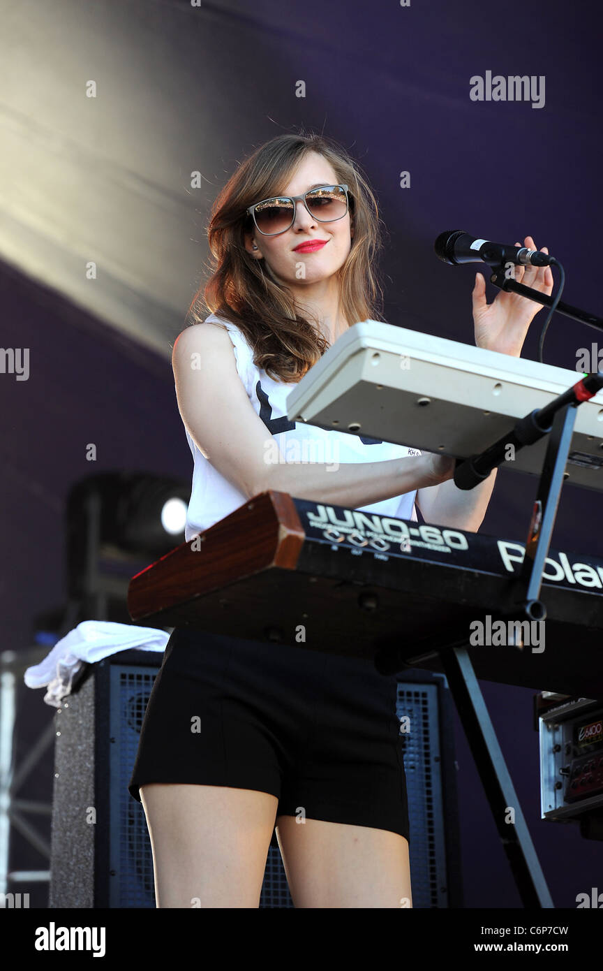 Lou Hayter of New Young Pony Club, at Lovebox Festival at Victoria Park ...