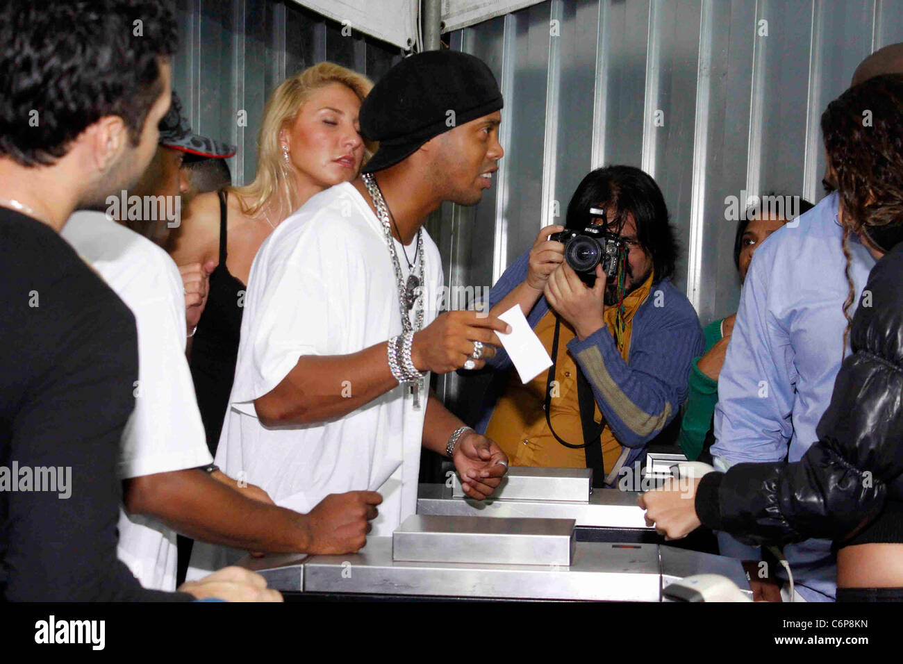 Ronaldinho arrives to watch the performance Rapper 50 Cent performing ...