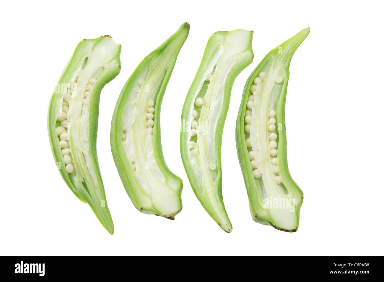 Row of Sliced Okra Stock Photo - Alamy