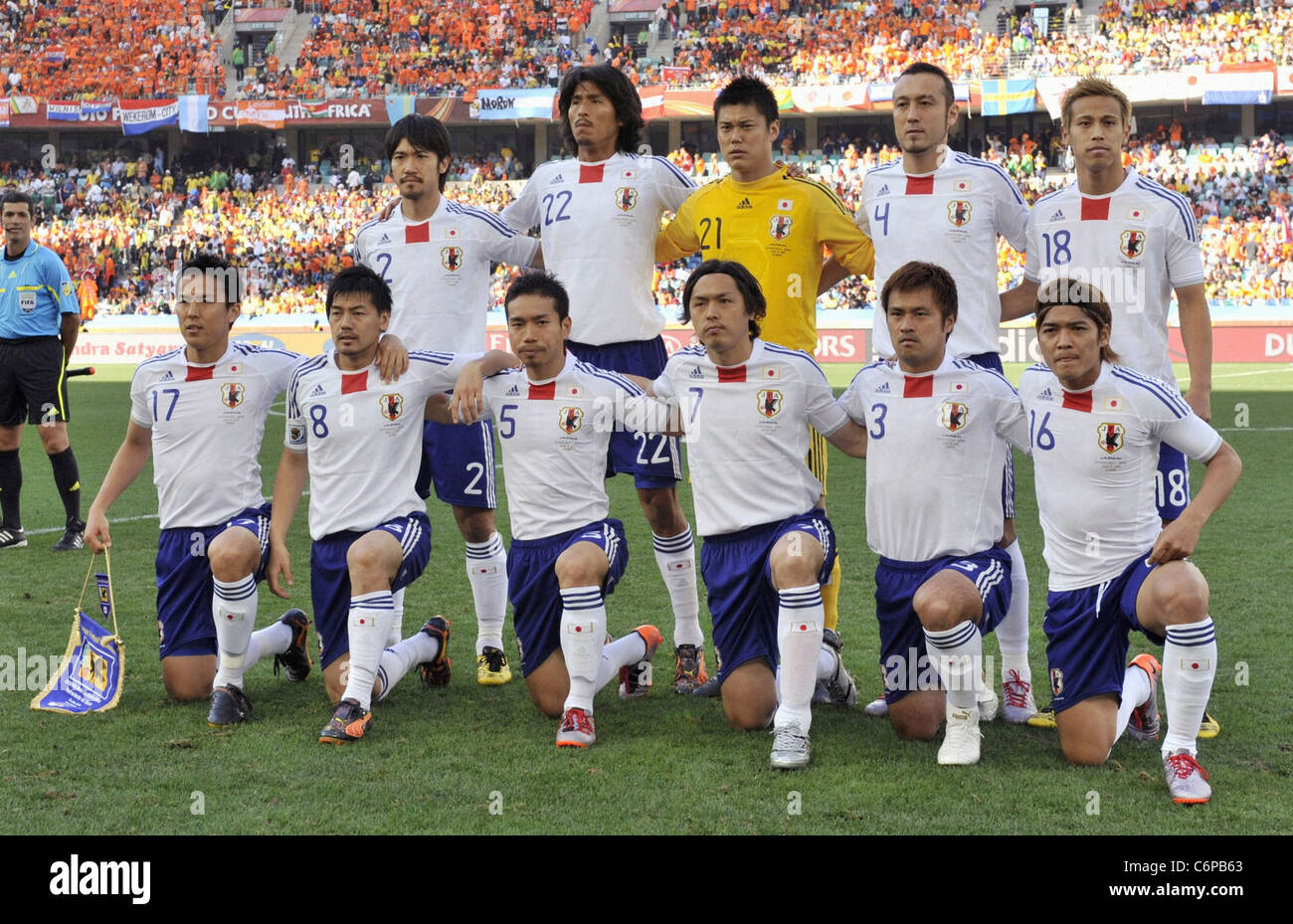 Japanese players pose before the match 2010 FIFA World Cup - Japan v ...