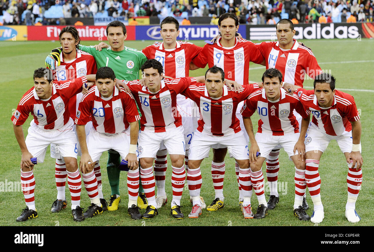 Paraguay players pose for a photo ahead of a World Cup second-round ...