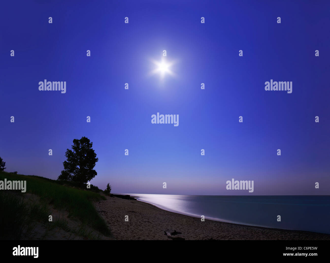 Moonlight lake shore night hi-res stock photography and images - Alamy