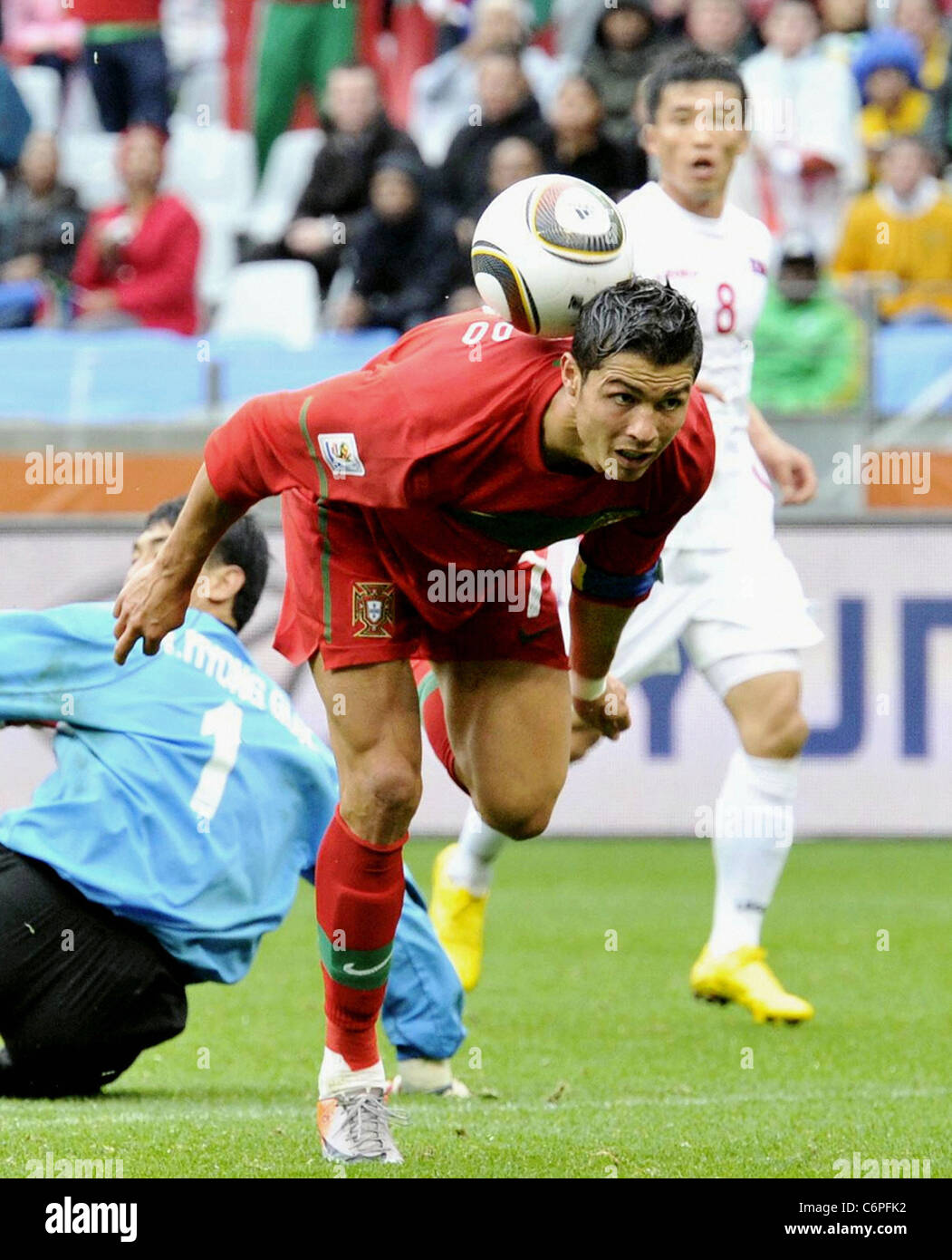 Portugal striker Cristiano Ronaldo controls the ball on his back before ...