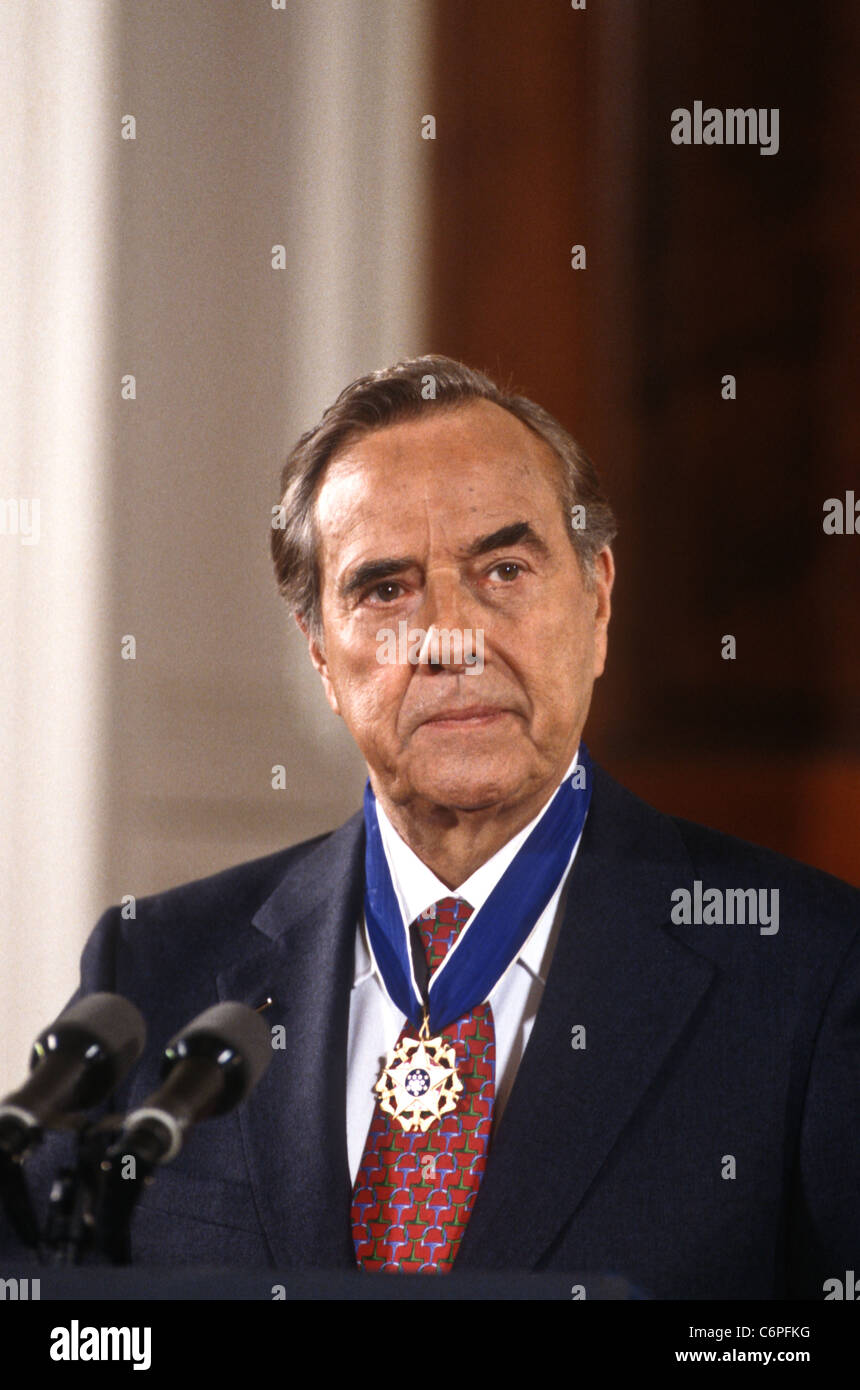 Senator Bob Dole wearing the Medal of Freedom at the White House Stock ...