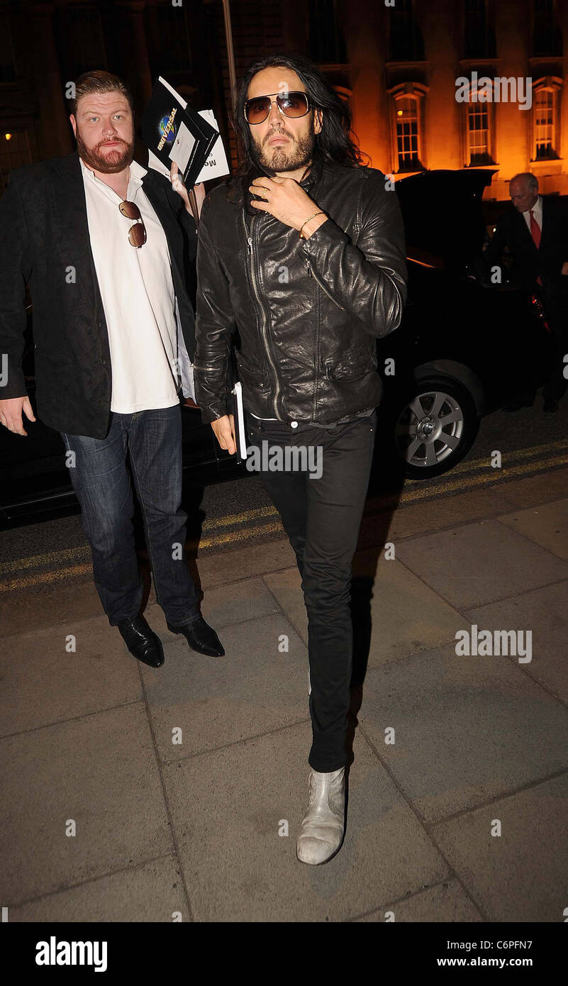 Russell Brand's leg was hit by the closing door of his car as he made ...