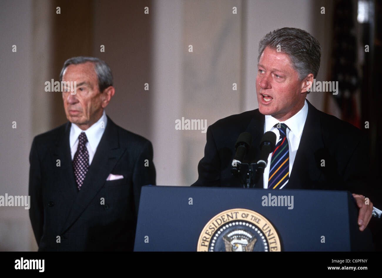 President Clinton announces the resignation of Secretary of State ...