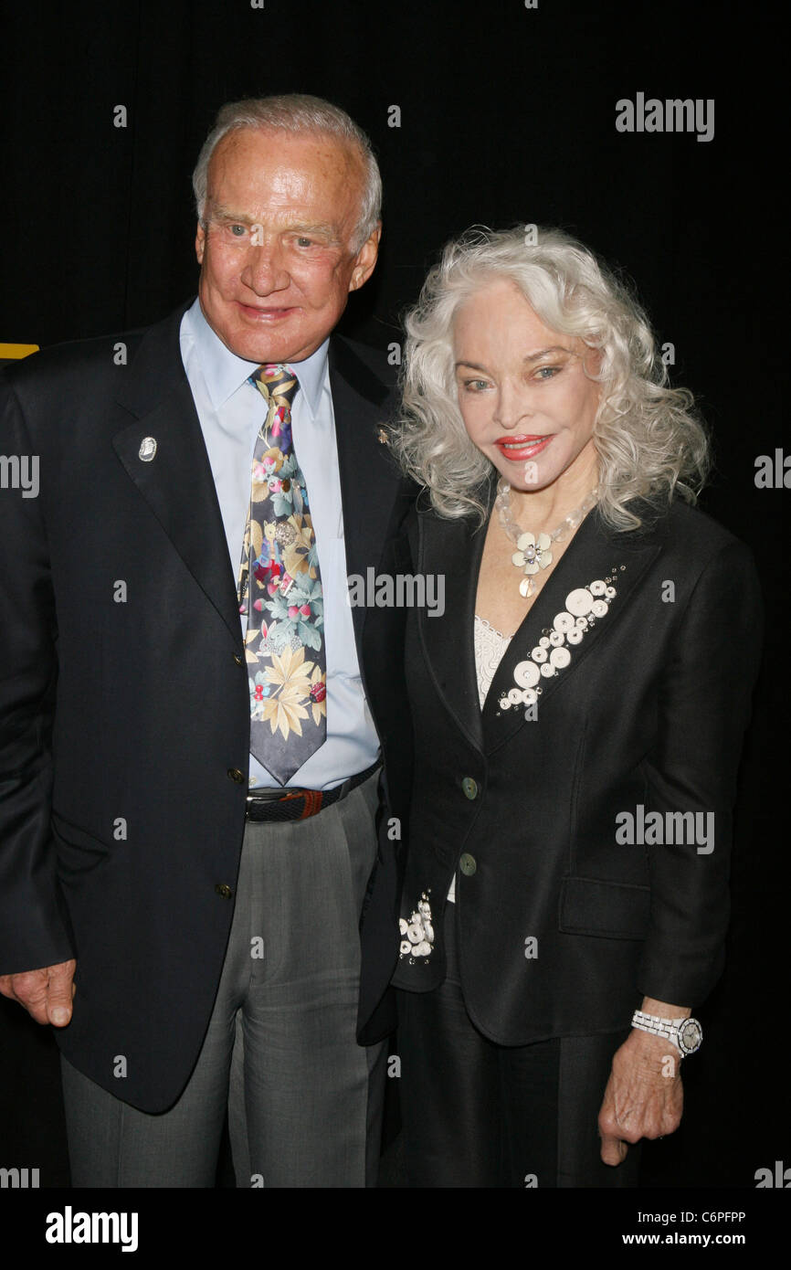 Buzz Aldrin, Lois Driggs Cannon attending a special cocktail party to ...