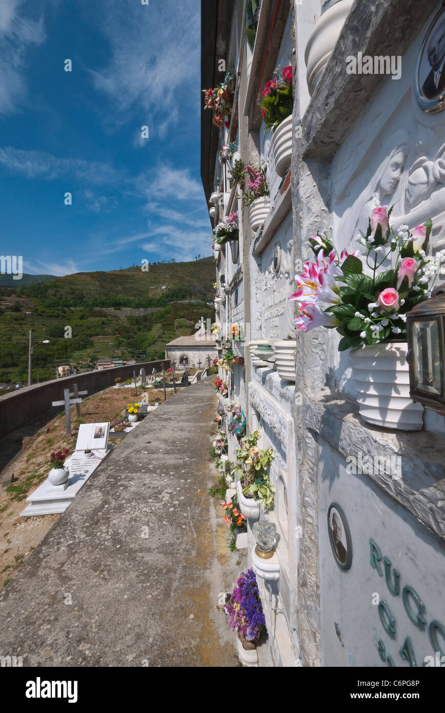 The columbarium walls of the town cemetery containing the remains of ...