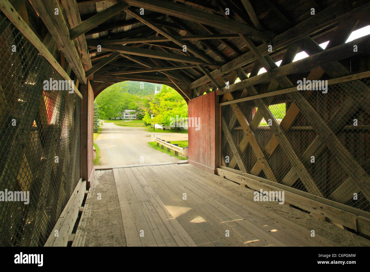Covered bridge and church near West Arlington, Vermont, USA Stock Photo ...