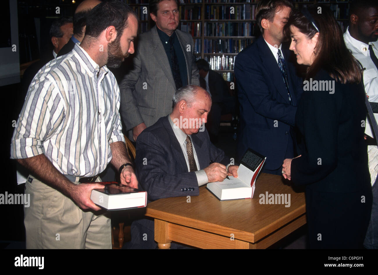 Former Soviet President Mikhail Gorbachev, with his distinctive port ...