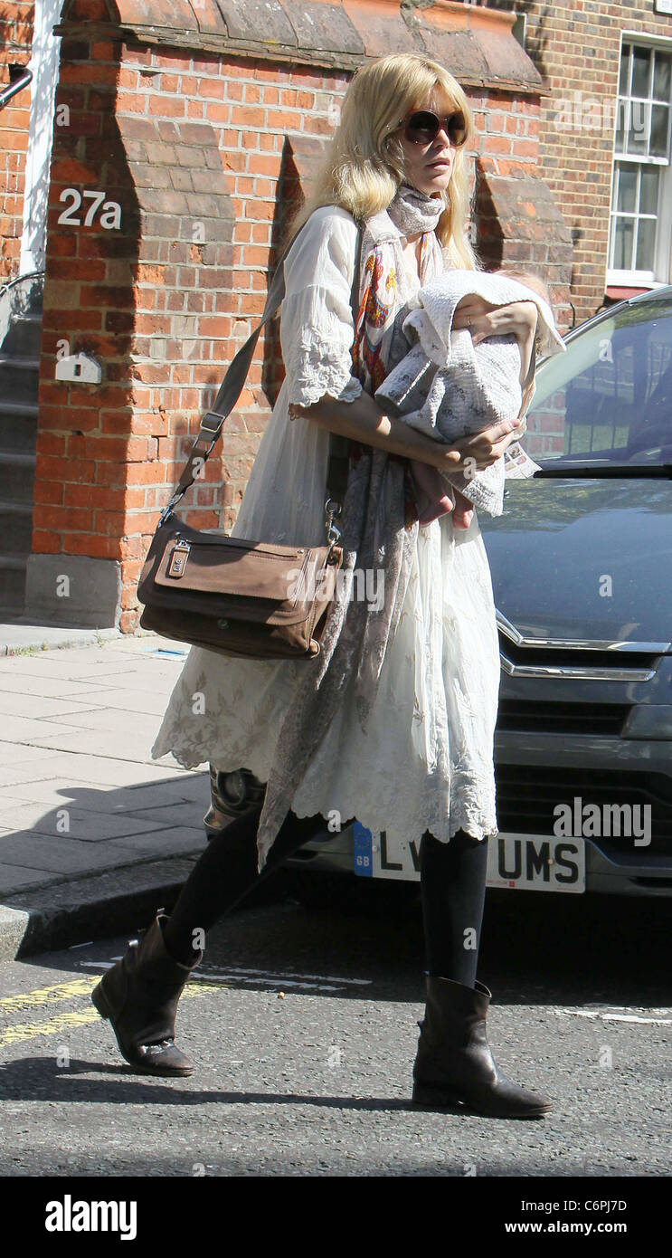 Claudia Schiffer out and about carrying her baby daughter Cosima Violet ...