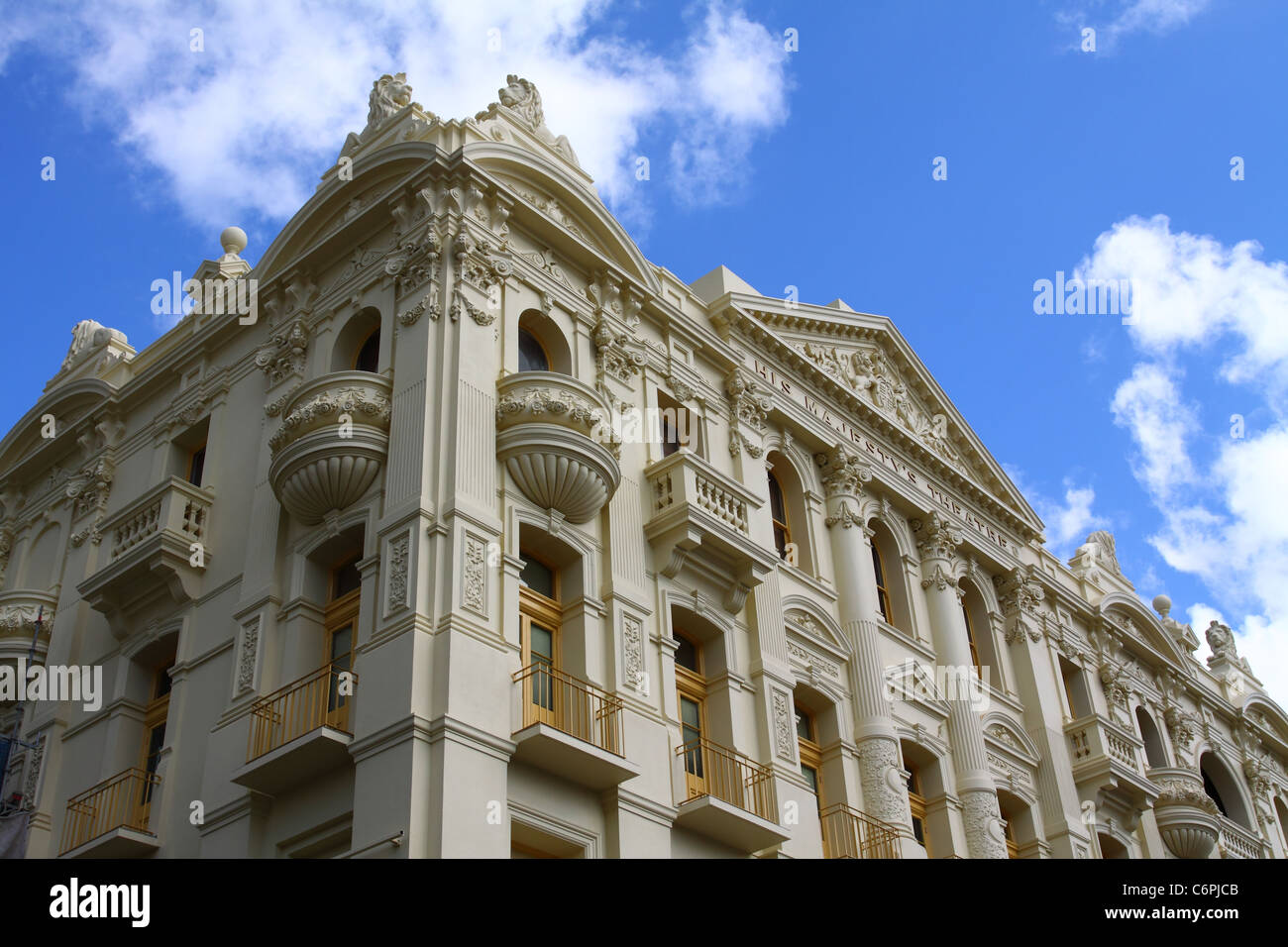 Famous city buildings with beautiful azure sky. Perth, Western ...