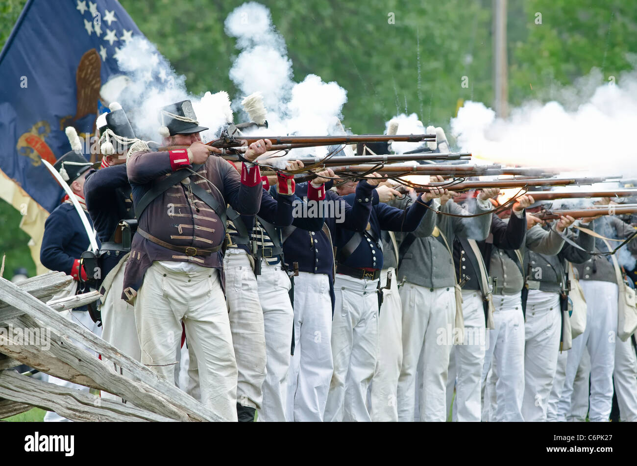 American Soldiers fire on the British Soldiers garrisoned in Fort Erie ...