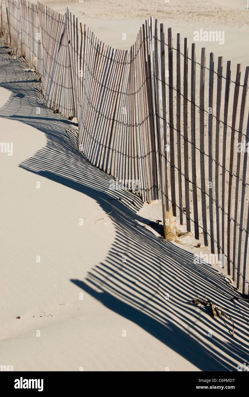 Fence on sandy beach, Southport, Lake Michigan, USA Stock Photo - Alamy