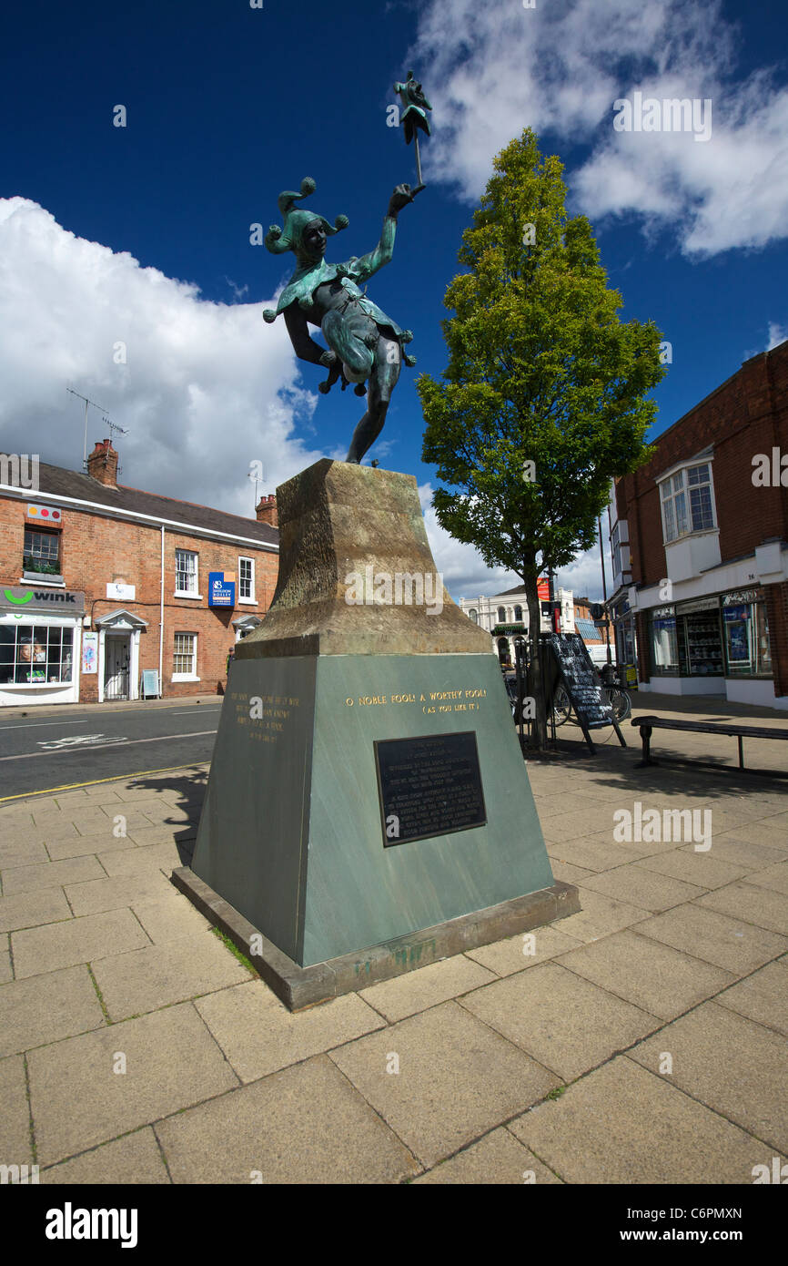 The bronze Jester statue at Stratford upon Avon Warwickshire England UK ...