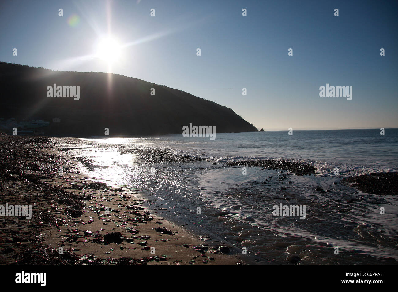 A Winter morning on the beach at Borth, Near Aberystwyth, Wales UK ...