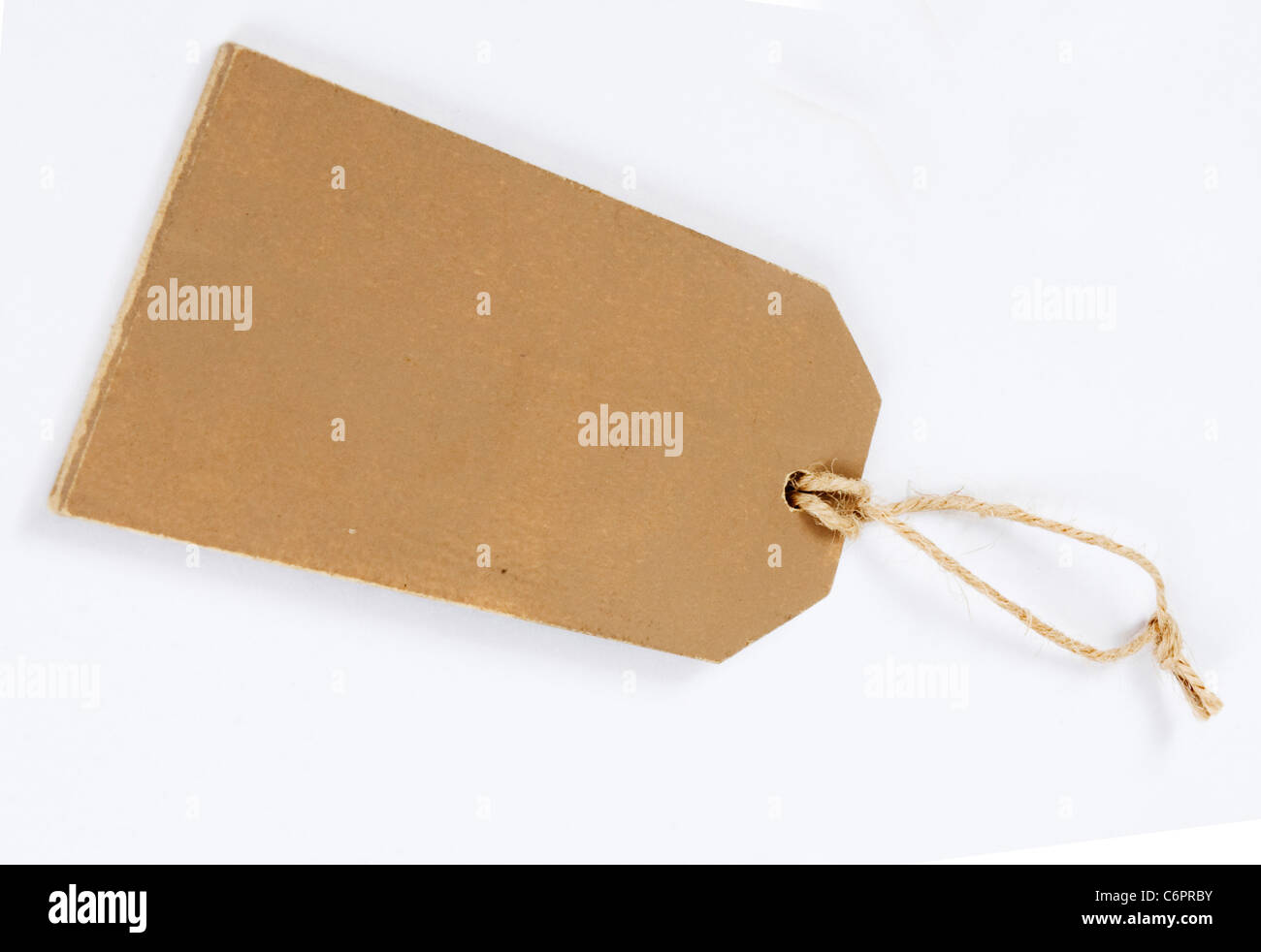 Blank brown cardboard tie on label, which could be used in advertising ...