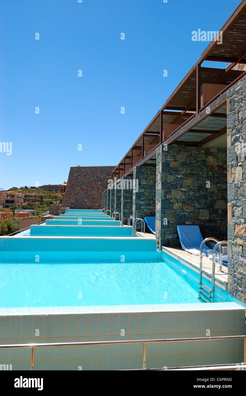 Swimming pool at the modern luxury villa, Crete, Greece Stock Photo - Alamy