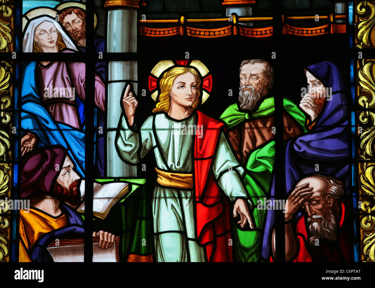 Stained glass window in a temple hi-res stock photography and images ...