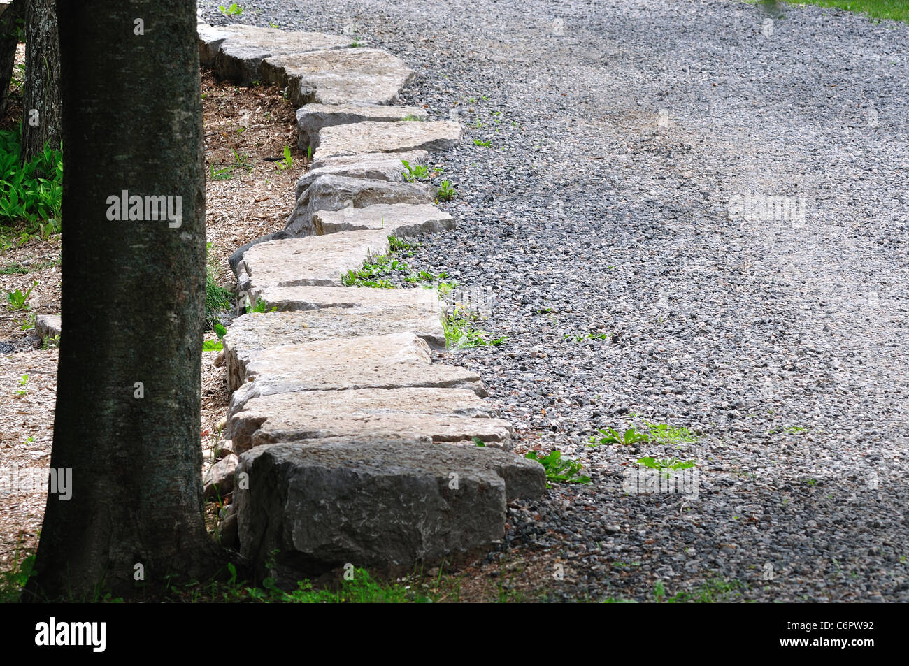 Gravel Pathway with Rocks, gravel and tree Stock Photo - Alamy