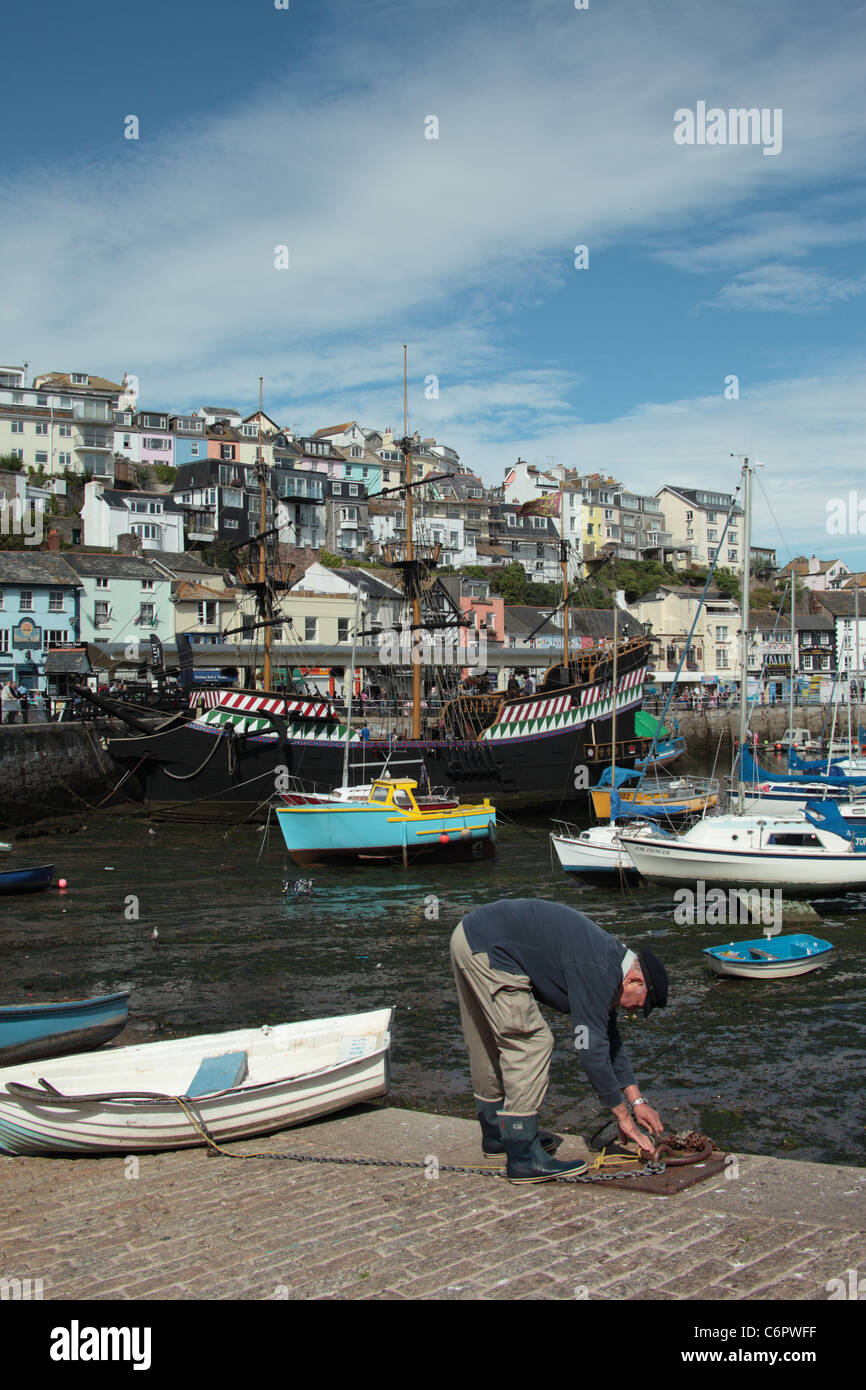 Fisherman on Brixham quayside, Devon UK Stock Photo - Alamy
