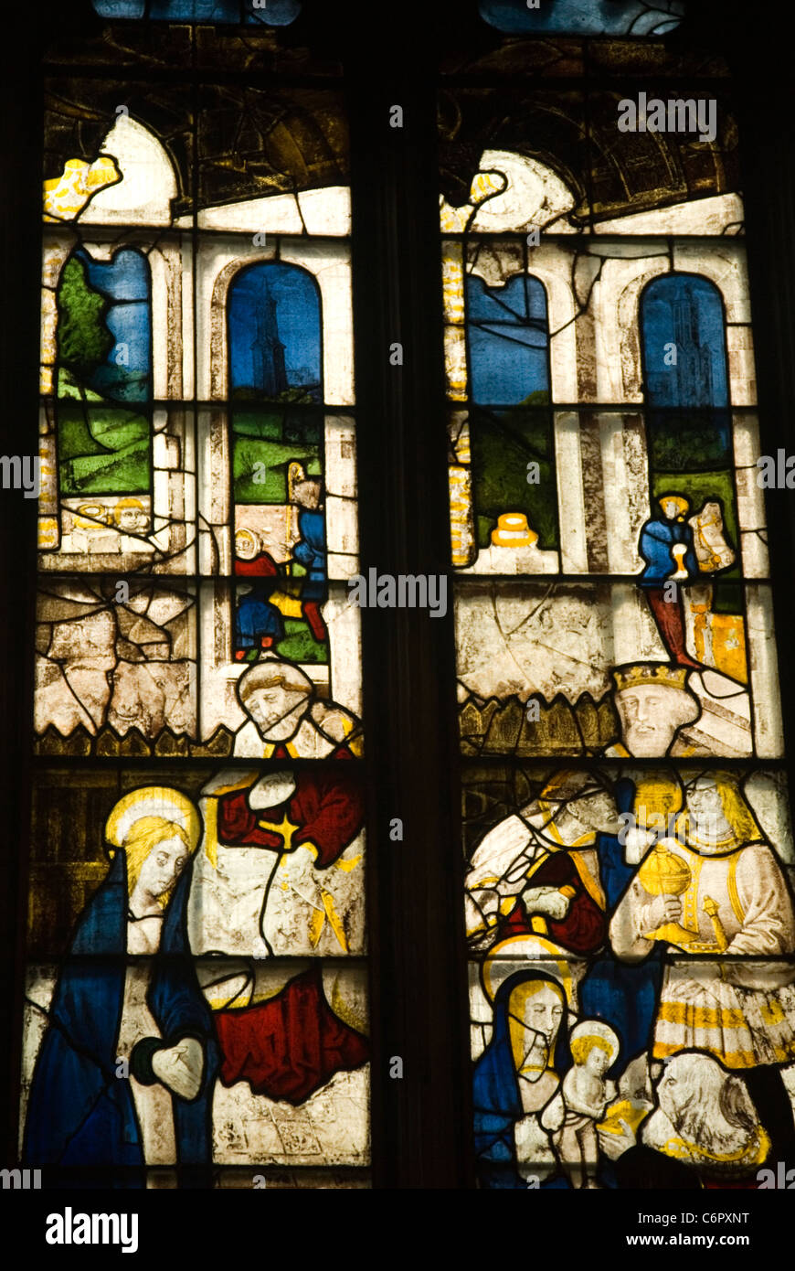 Medieval leadlight window in St Mary's Church, Fairford ...