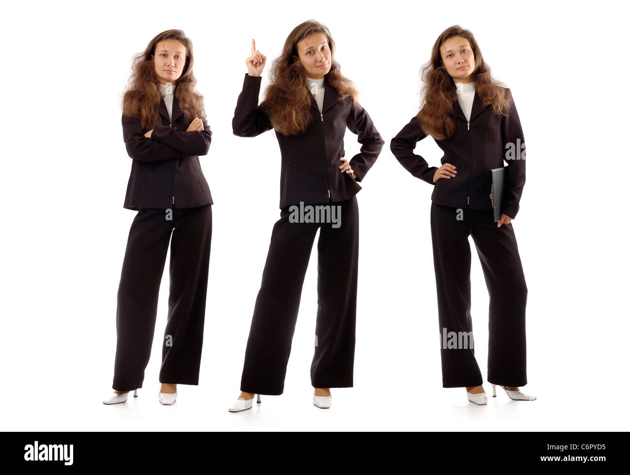 Positive confident businesswomen expressions. Isolated on white ...