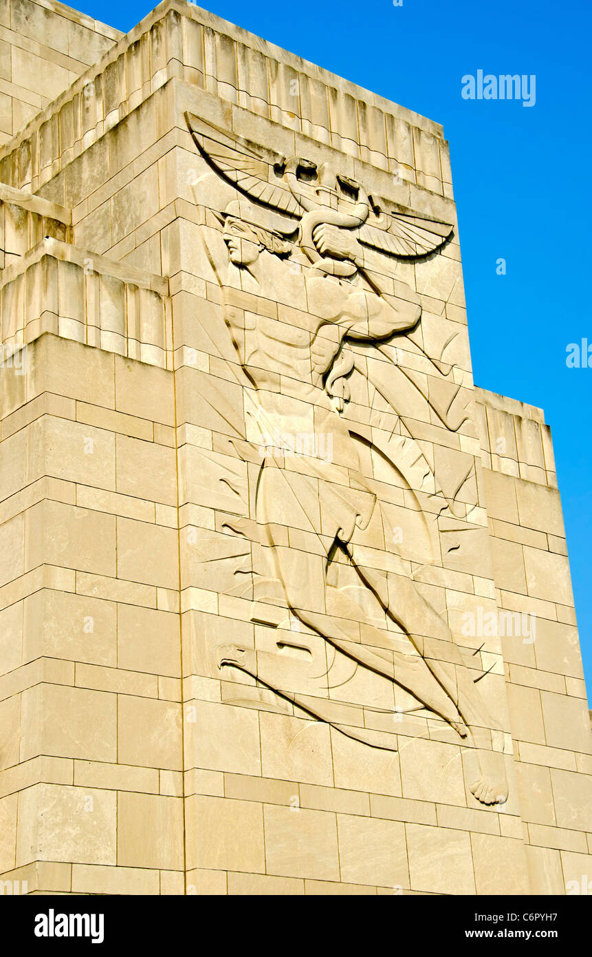 Mercury flying on the wings of an eagle holding his Caduceus staff ...