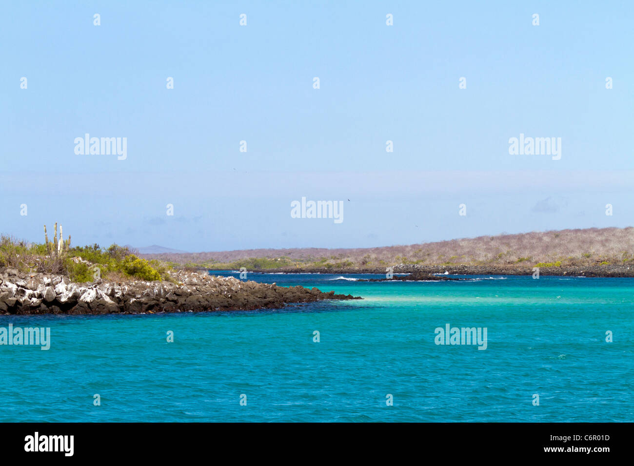 The clear blue waters of Isla Lobos, Galapagos Islands, Ecuador Stock ...