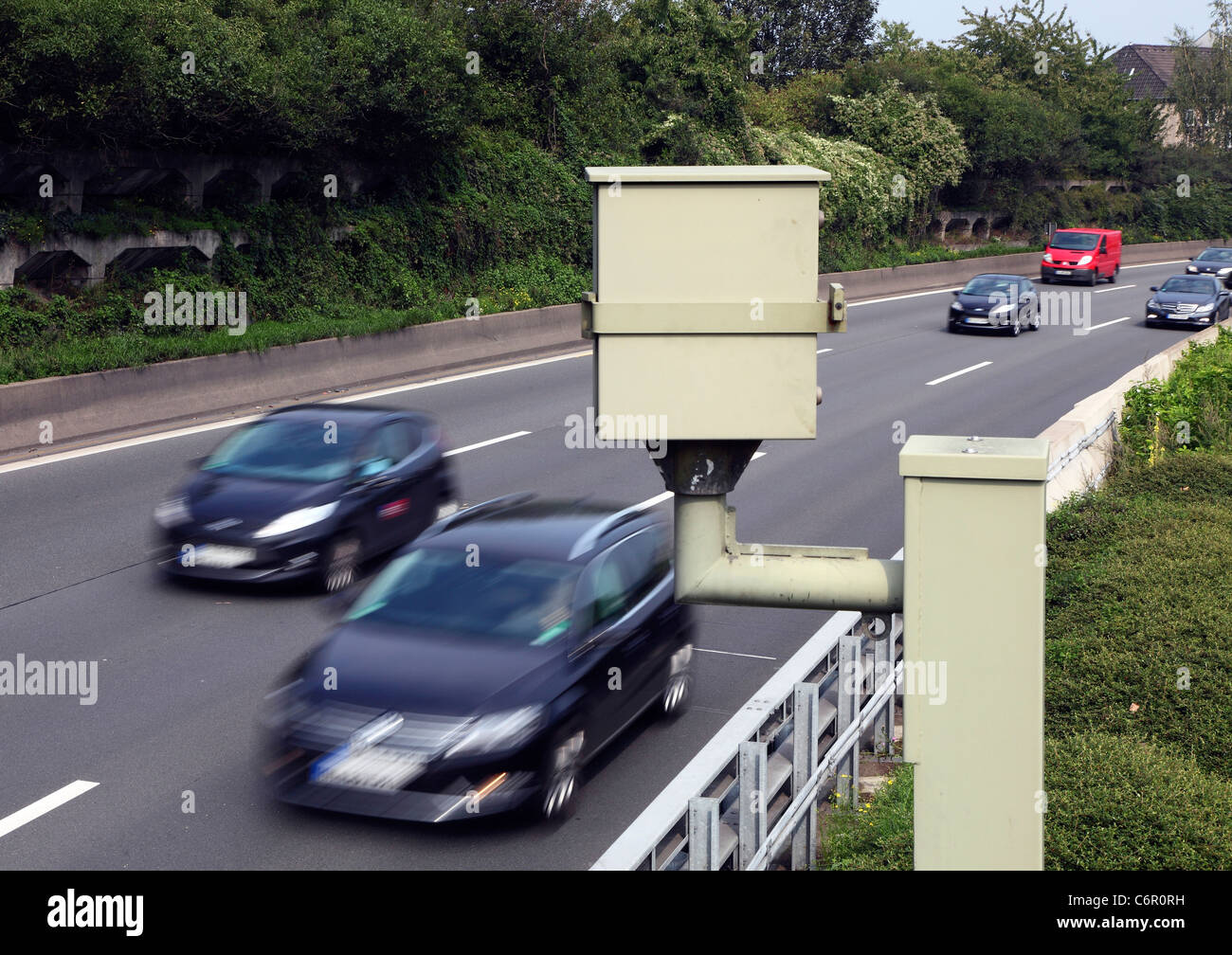 Traffic control camera, speed camera on A40 Autobahn, motorway. Essen ...
