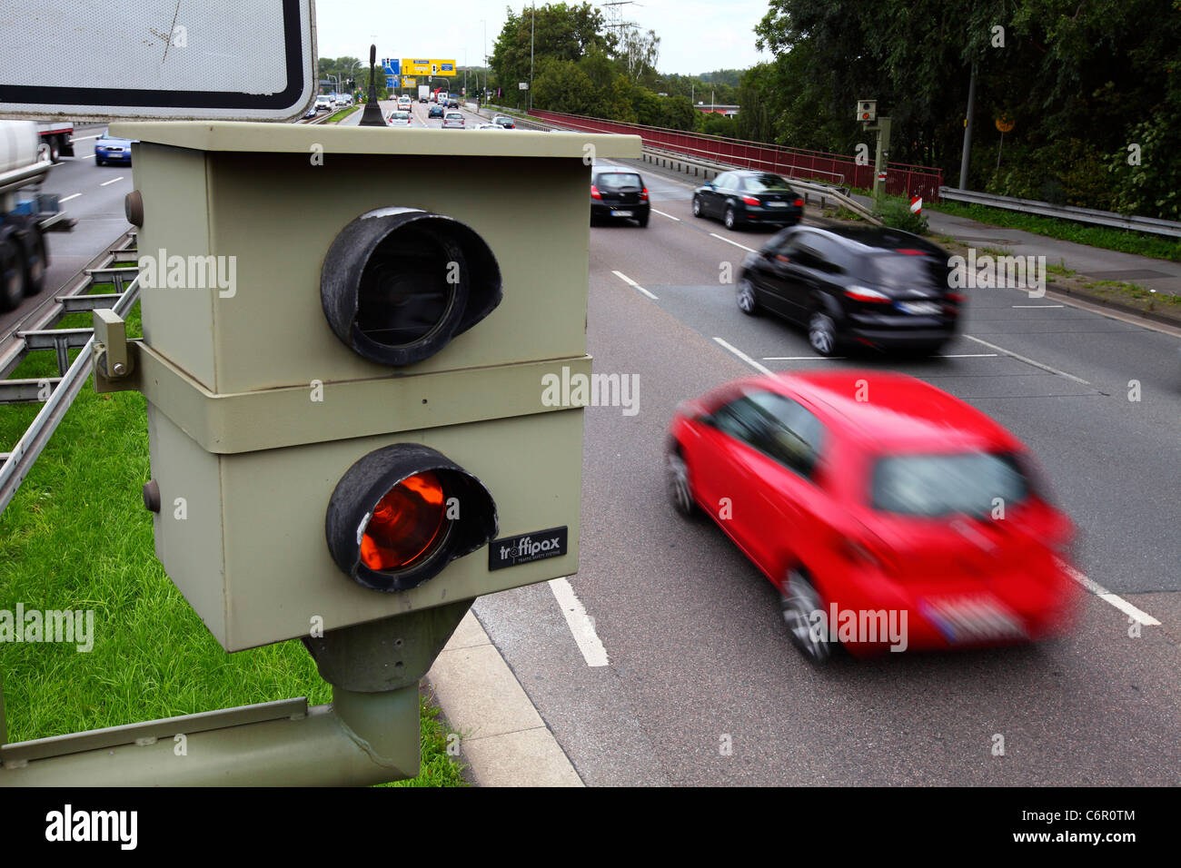 Inner city traffic control camera, speed control by camera. Oberhausen ...