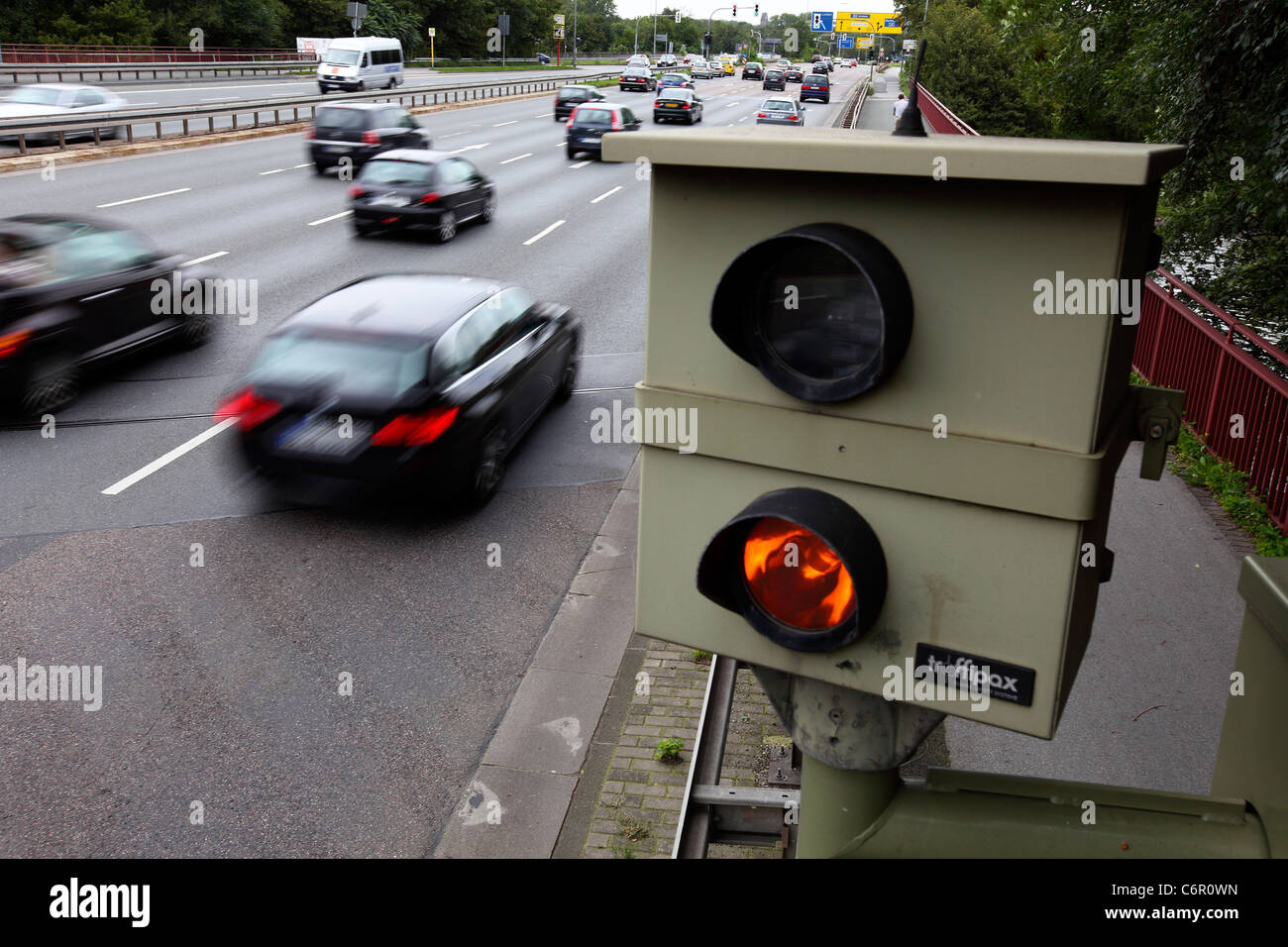 Inner city traffic control camera, speed control by camera. Oberhausen ...